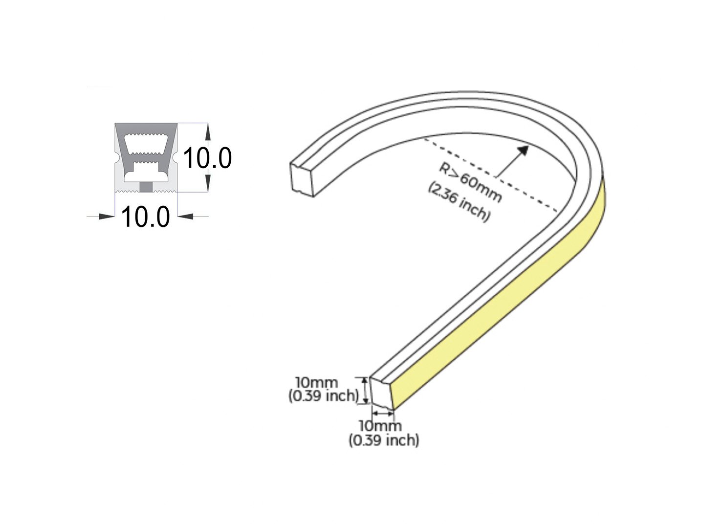Top Bend 10mm Marfil Lighting